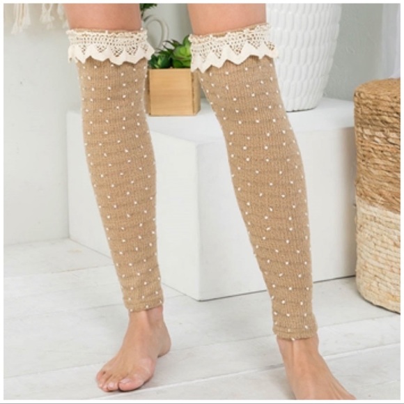 Ryu | Accessories | Ryu Areve Polka Dot Crochet Lace Leg Warmer Over ...